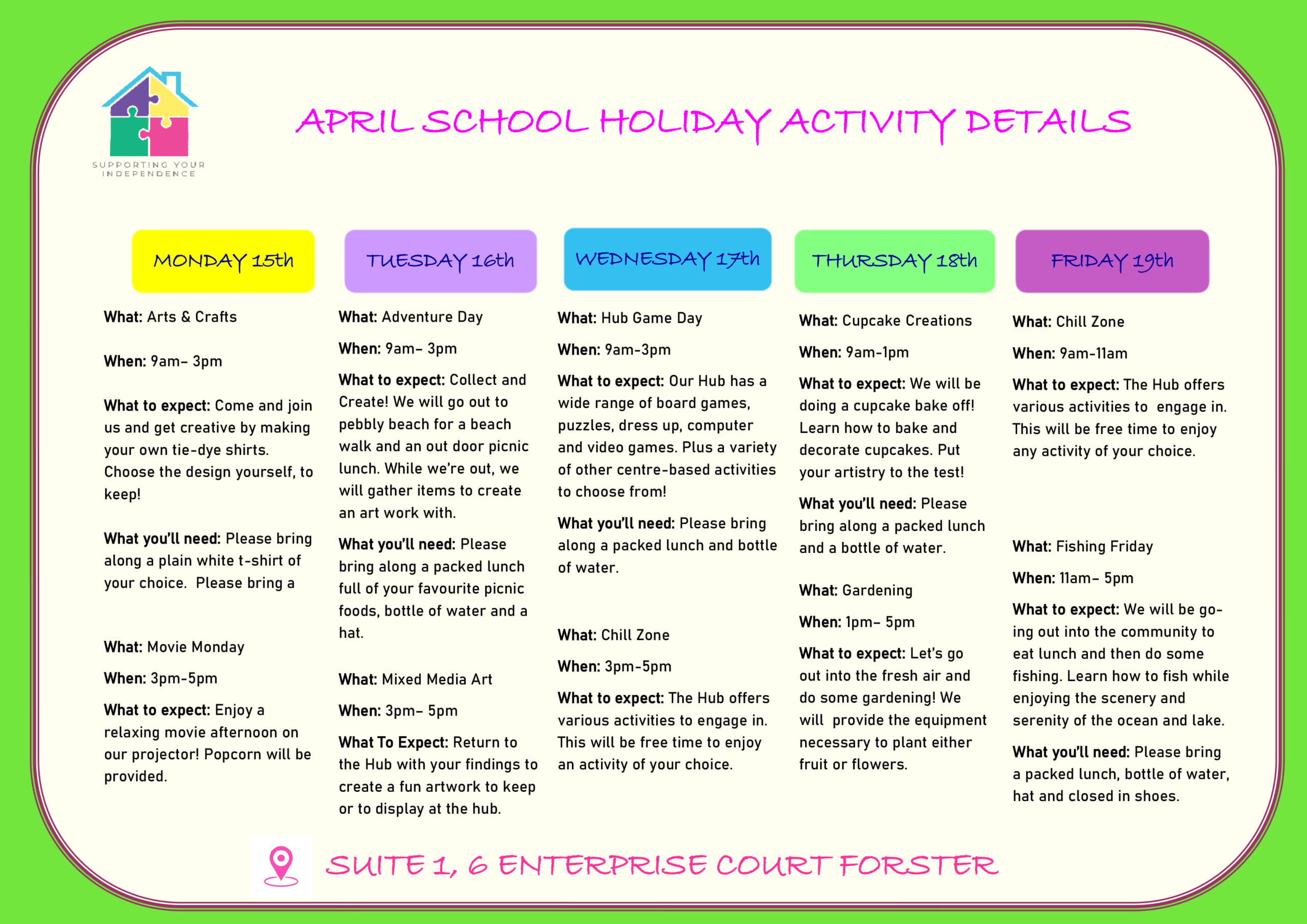 School Holiday Programs Supporting Your Independence School Holiday Programs Supporting Your Independence